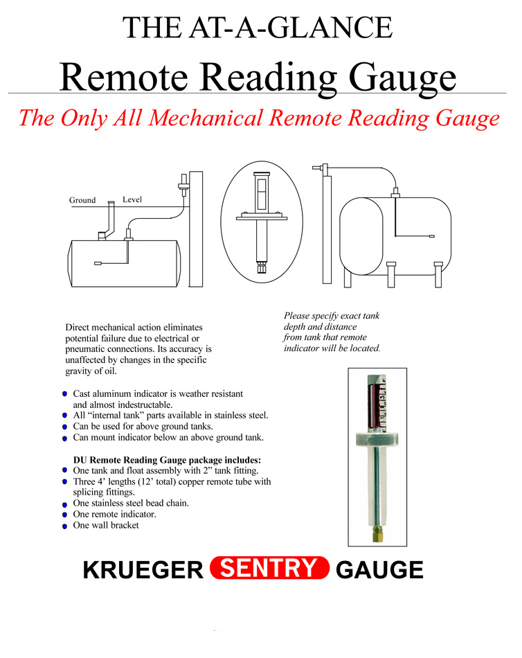 Krueger Sentry Installation: Mechanical Remote Fuel Oil Level Gauge